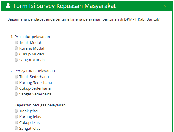 Jika data survey kepuasan sudah di- checkbox semua maka selanjutnya ...